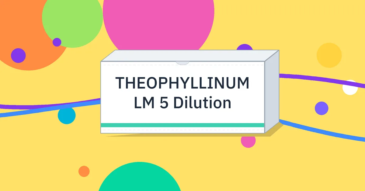 Symbolbild: Packung mit der Aufschrift THEOPHYLLINUM LM 5 Dilution (PZN 13220157) – Verfügbarkeit und Bezug in Apotheken in Frankfurt am Main