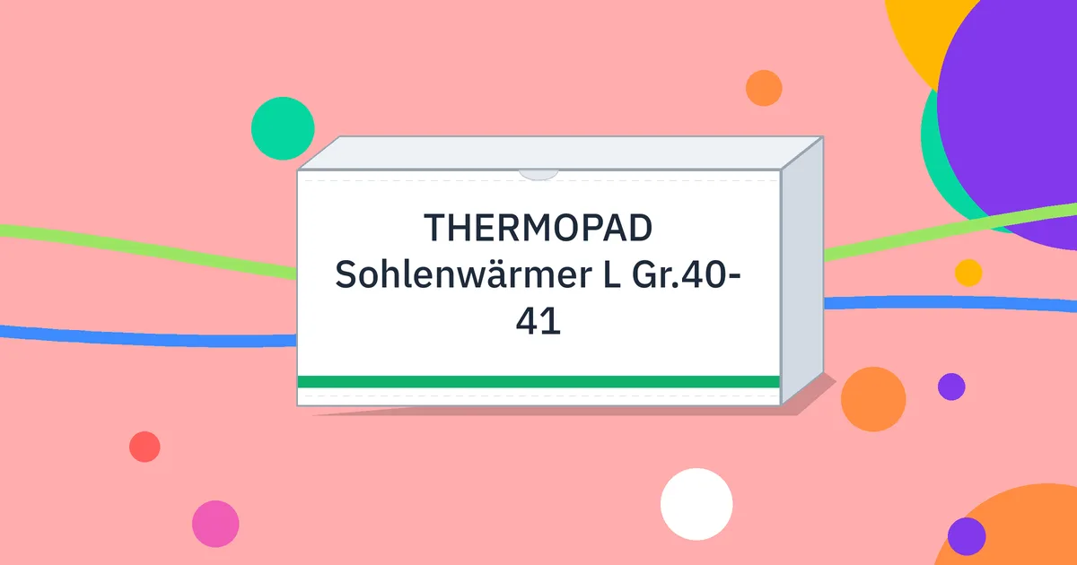 Symbolbild: Packung mit der Aufschrift THERMOPAD Sohlenwärmer L Gr.40-41 (PZN 19079659) – Verfügbarkeit und Bezug in Apotheken in Frankfurt am Main