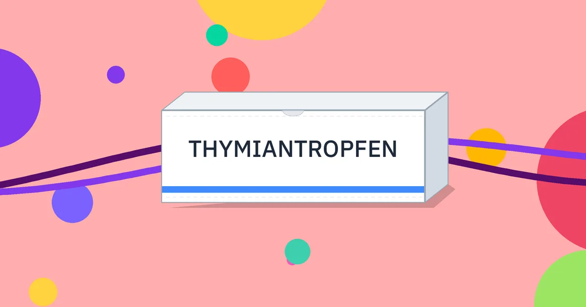 Symbolbild: Packung mit der Aufschrift THYMIANTROPFEN (PZN 14281706) – Verfügbarkeit und Bezug in Apotheken in Frankfurt am Main