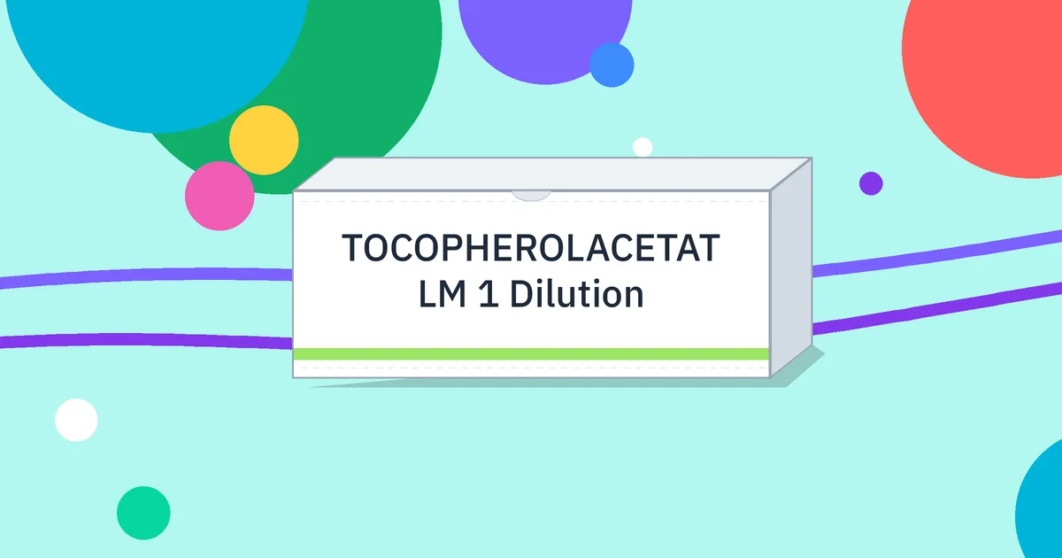 Symbolbild: Packung mit der Aufschrift TOCOPHEROLACETAT LM 1 Dilution (PZN 13224675) – Verfügbarkeit und Bezug in Apotheken in Frankfurt am Main
