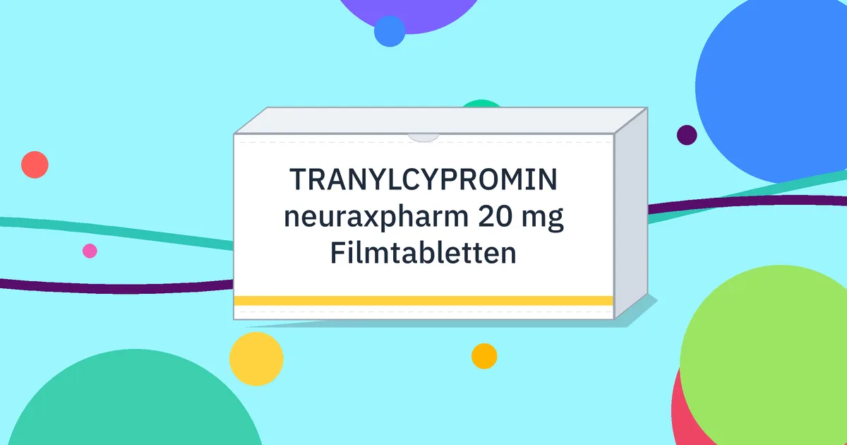Symbolbild: Packung mit der Aufschrift TRANYLCYPROMIN neuraxpharm 20 mg Filmtabletten (PZN 17482925) – Verfügbarkeit und Bezug in Apotheken in Frankfurt am Main
