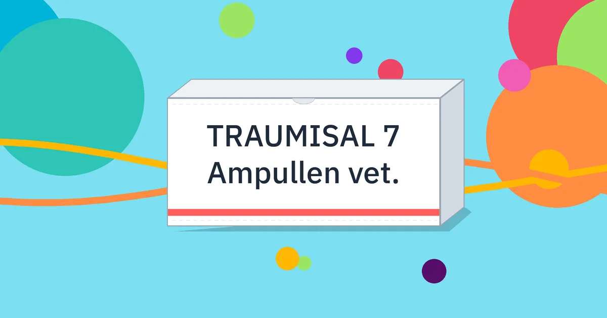 Symbolbild: Packung mit der Aufschrift TRAUMISAL 7 Ampullen vet. (PZN 00225302) – Verfügbarkeit und Bezug in Apotheken in Frankfurt am Main