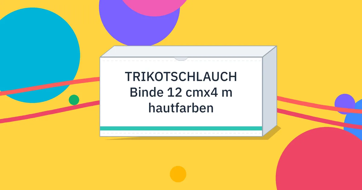 Symbolbild: Packung mit der Aufschrift TRIKOTSCHLAUCH Binde 12 cmx4 m hautfarben (PZN 01721150) – Verfügbarkeit und Bezug in Apotheken in Frankfurt am Main