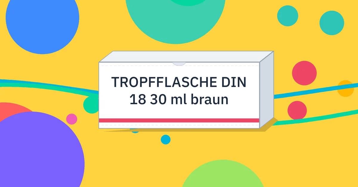 Symbolbild: Packung mit der Aufschrift TROPFFLASCHE DIN 18 30 ml braun (PZN 15586595) – Verfügbarkeit und Bezug in Apotheken in Frankfurt am Main