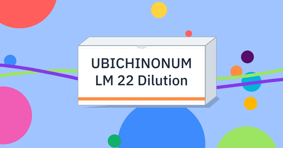 Symbolbild: Packung mit der Aufschrift UBICHINONUM LM 22 Dilution (PZN 13254920) – Verfügbarkeit und Bezug in Apotheken in Frankfurt am Main
