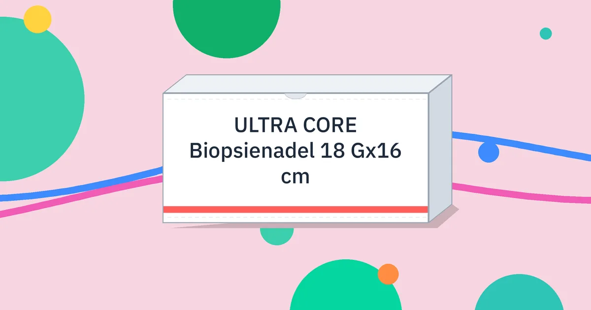 Symbolbild: Packung mit der Aufschrift ULTRA CORE Biopsienadel 18 Gx16 cm (PZN 06767932) – Verfügbarkeit und Bezug in Apotheken in Frankfurt am Main