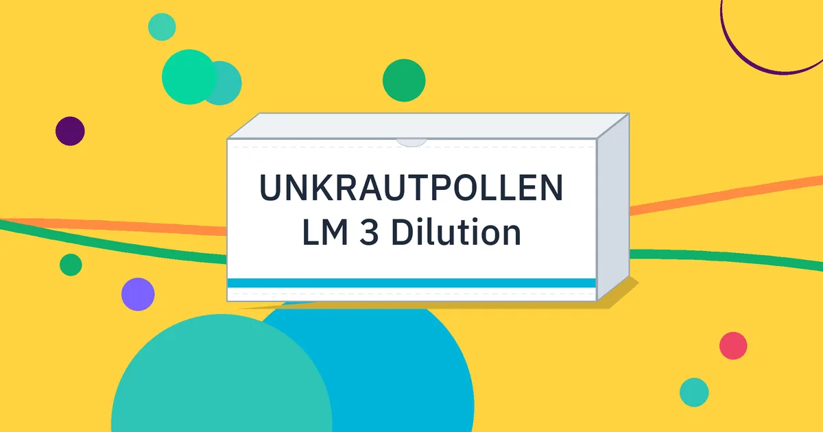 Symbolbild: Packung mit der Aufschrift UNKRAUTPOLLEN LM 3 Dilution (PZN 13255658) – Verfügbarkeit und Bezug in Apotheken in Frankfurt am Main