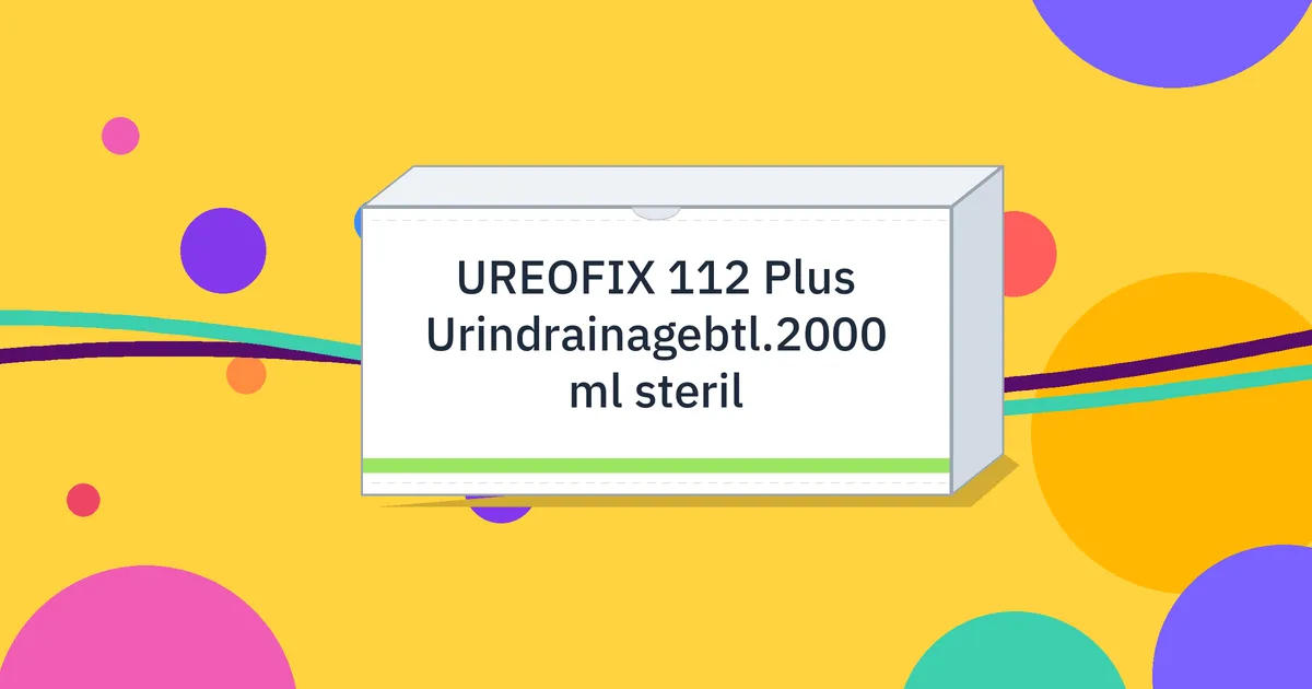 Symbolbild: Packung mit der Aufschrift UREOFIX 112 Plus Urindrainagebtl.2000 ml steril (PZN 05016448) – Verfügbarkeit und Bezug in Apotheken in Frankfurt am Main