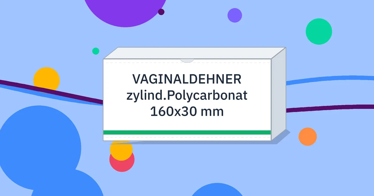Symbolbild: Packung mit der Aufschrift VAGINALDEHNER zylind.Polycarbonat 160x30 mm (PZN 04021861) – Verfügbarkeit und Bezug in Apotheken in Frankfurt am Main