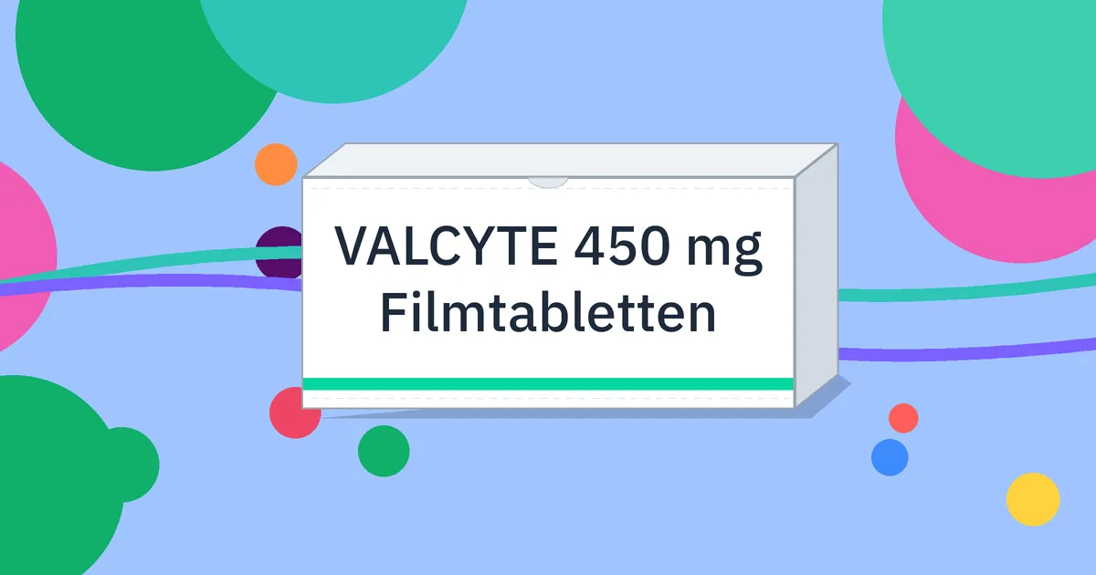 Symbolbild: Packung mit der Aufschrift VALCYTE 450 mg Filmtabletten (PZN 04033924) – Verfügbarkeit und Bezug in Apotheken in Frankfurt am Main