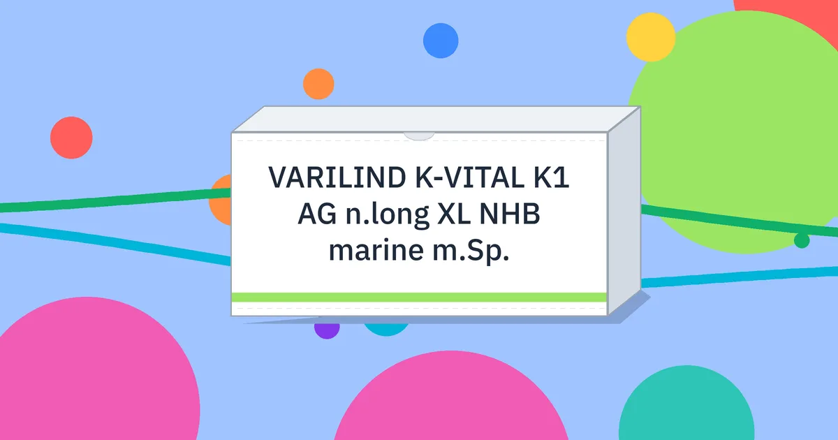 Symbolbild: Packung mit der Aufschrift VARILIND K-VITAL K1 AG n.long XL NHB marine m.Sp. (PZN 20563099) – Verfügbarkeit und Bezug in Apotheken in Frankfurt am Main