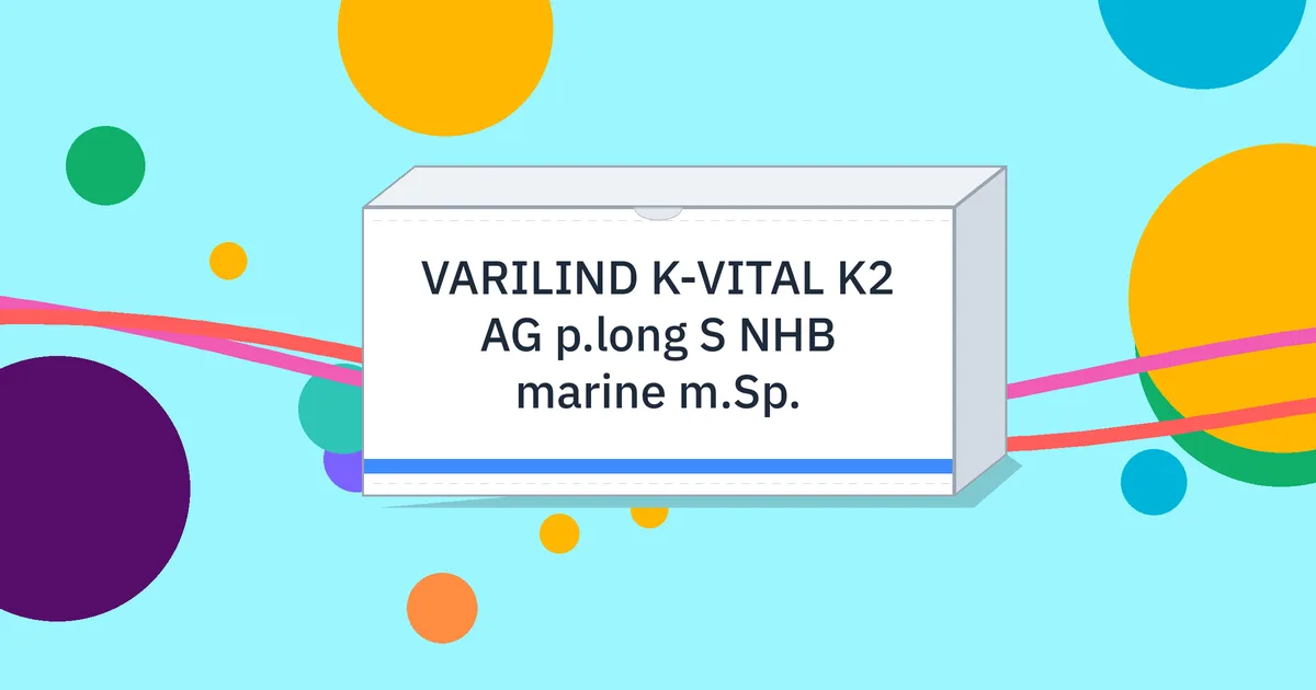 Symbolbild: Packung mit der Aufschrift VARILIND K-VITAL K2 AG p.long S NHB marine m.Sp. (PZN 20564762) – Verfügbarkeit und Bezug in Apotheken in Frankfurt am Main