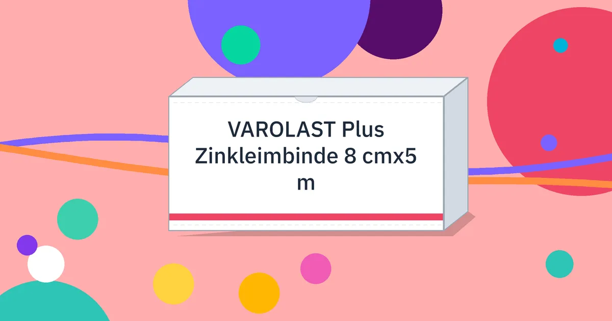 Symbolbild: Packung mit der Aufschrift VAROLAST Plus Zinkleimbinde 8 cmx5 m (PZN 02667240) – Verfügbarkeit und Bezug in Apotheken in Frankfurt am Main