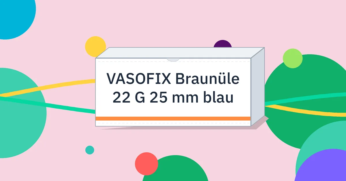 Symbolbild: Packung mit der Aufschrift VASOFIX Braunüle 22 G 25 mm blau (PZN 18003217) – Verfügbarkeit und Bezug in Apotheken in Frankfurt am Main
