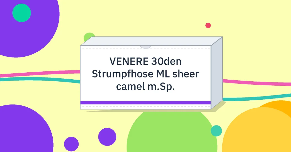 Symbolbild: Packung mit der Aufschrift VENERE 30den Strumpfhose ML sheer camel m.Sp. (PZN 16172387) – Verfügbarkeit und Bezug in Apotheken in Frankfurt am Main