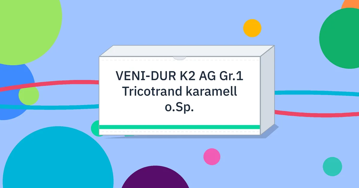 Symbolbild: Packung mit der Aufschrift VENI-DUR K2 AG Gr.1 Tricotrand karamell o.Sp. (PZN 13762450) – Verfügbarkeit und Bezug in Apotheken in Frankfurt am Main