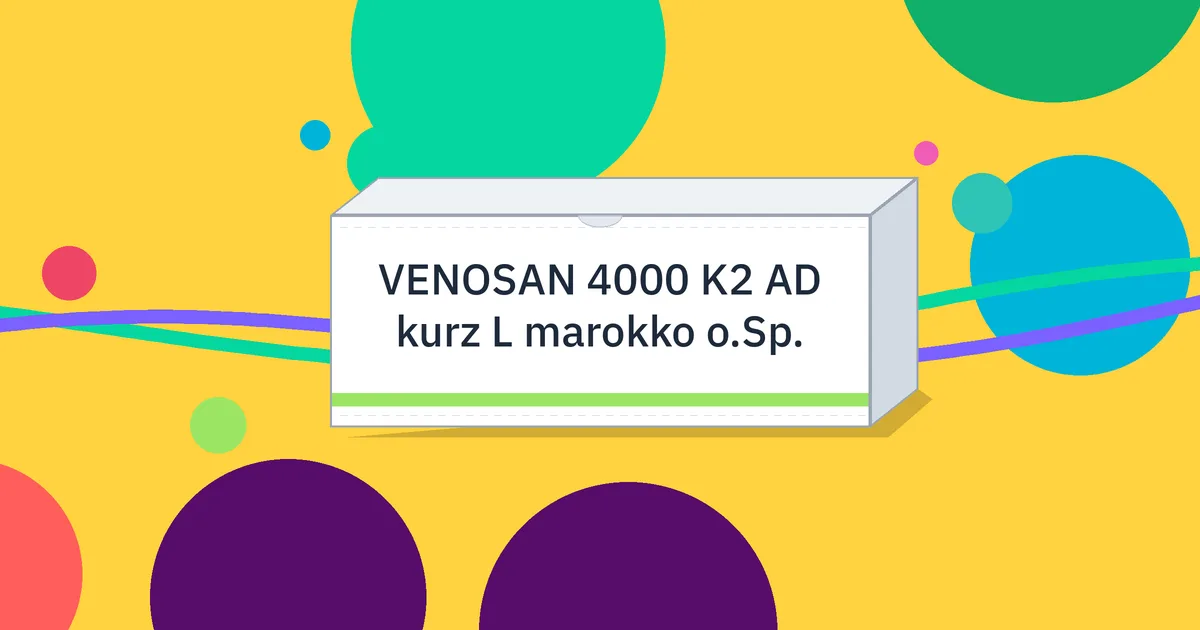 Symbolbild: Packung mit der Aufschrift VENOSAN 4000 K2 AD kurz L marokko o.Sp. (PZN 14425602) – Verfügbarkeit und Bezug in Apotheken in Frankfurt am Main