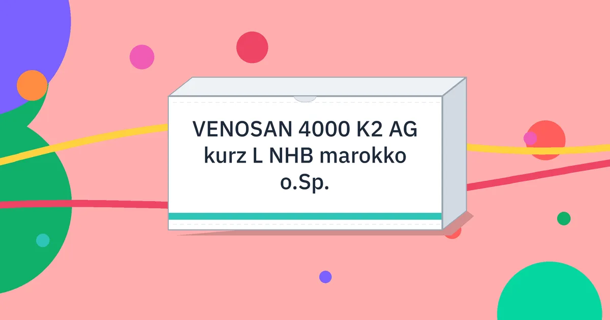 Symbolbild: Packung mit der Aufschrift VENOSAN 4000 K2 AG kurz L NHB marokko o.Sp. (PZN 14426205) – Verfügbarkeit und Bezug in Apotheken in Frankfurt am Main