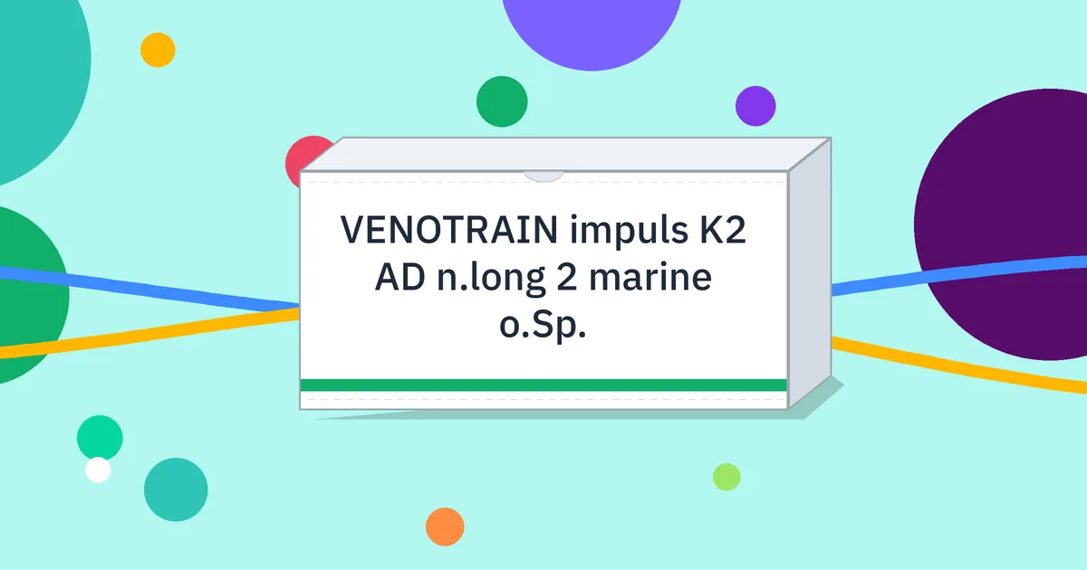 Symbolbild: Packung mit der Aufschrift VENOTRAIN impuls K2 AD n.long 2 marine o.Sp. (PZN 15221422) – Verfügbarkeit und Bezug in Apotheken in Frankfurt am Main
