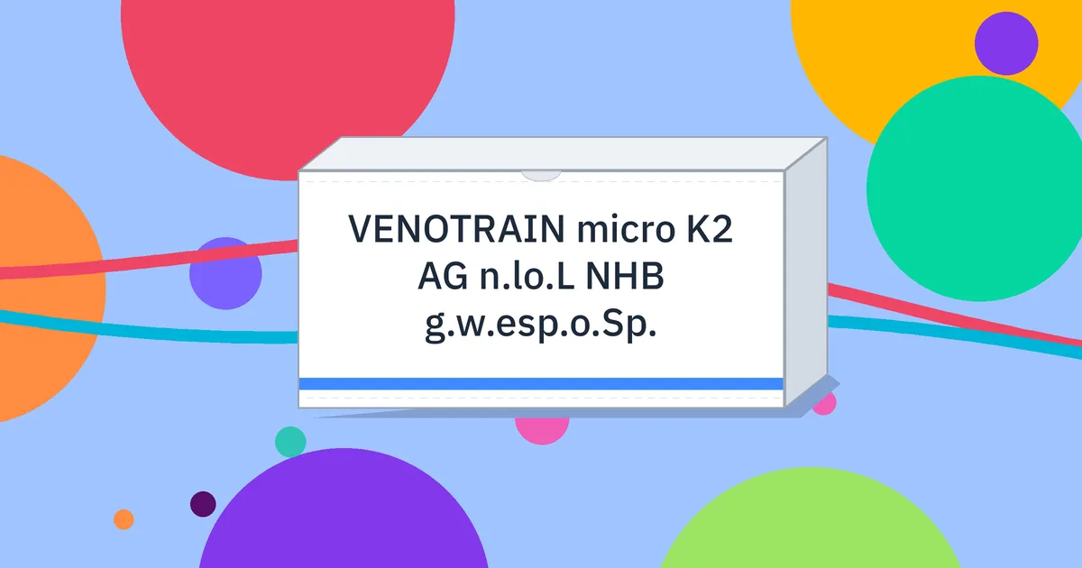 Symbolbild: Packung mit der Aufschrift VENOTRAIN micro K2 AG n.lo.L NHB g.w.esp.o.Sp. (PZN 09020464) – Verfügbarkeit und Bezug in Apotheken in Frankfurt am Main