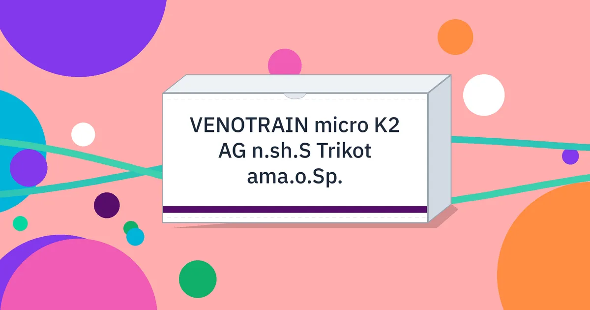 Symbolbild: Packung mit der Aufschrift VENOTRAIN micro K2 AG n.sh.S Trikot ama.o.Sp. (PZN 05712739) – Verfügbarkeit und Bezug in Apotheken in Frankfurt am Main