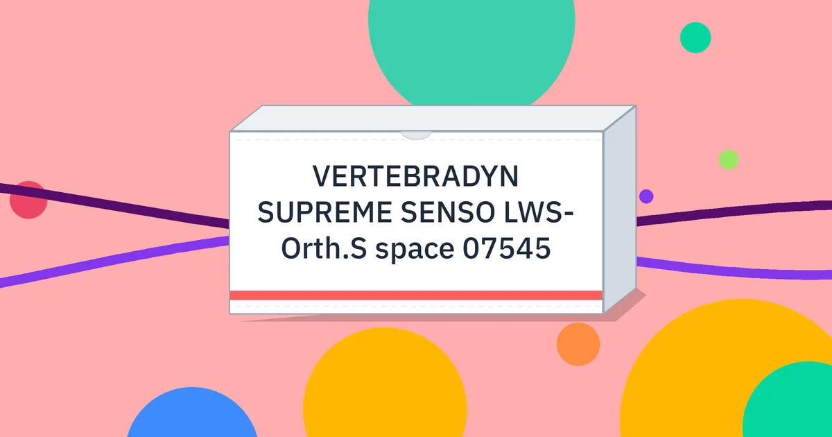 Symbolbild: Packung mit der Aufschrift VERTEBRADYN SUPREME SENSO LWS-Orth.S space 07545 (PZN 20095942) – Verfügbarkeit und Bezug in Apotheken in Frankfurt am Main