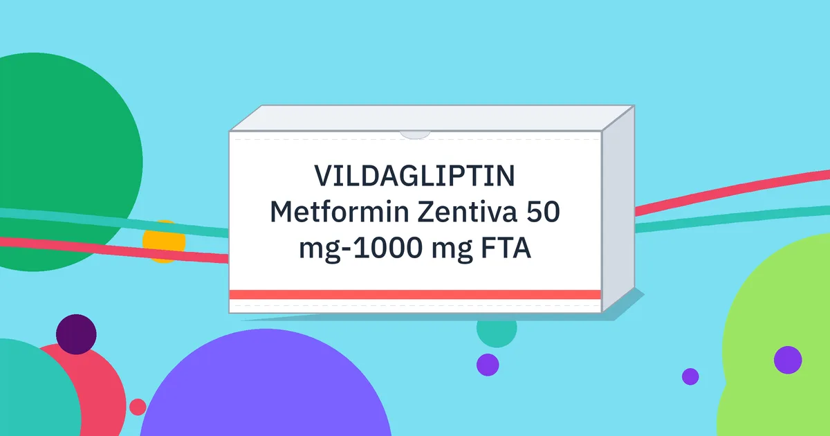 Symbolbild: Packung mit der Aufschrift VILDAGLIPTIN Metformin Zentiva 50 mg-1000 mg FTA (PZN 17617526) – Verfügbarkeit und Bezug in Apotheken in Frankfurt am Main