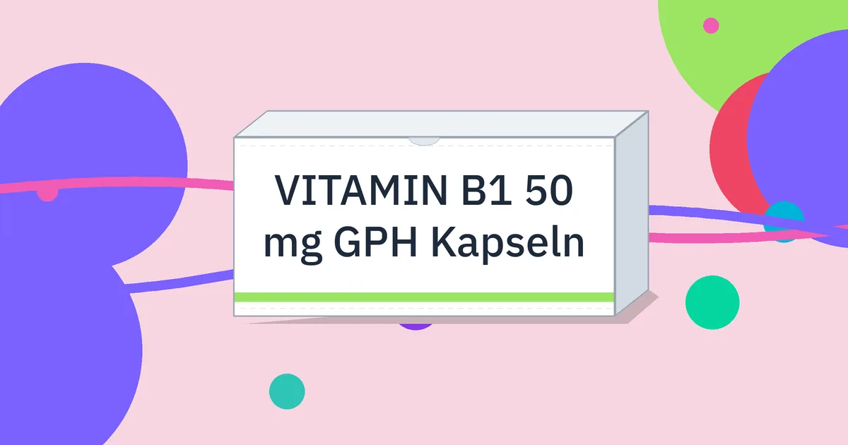 Symbolbild: Packung mit der Aufschrift VITAMIN B1 50 mg GPH Kapseln (PZN 16570969) – Verfügbarkeit und Bezug in Apotheken in Frankfurt am Main