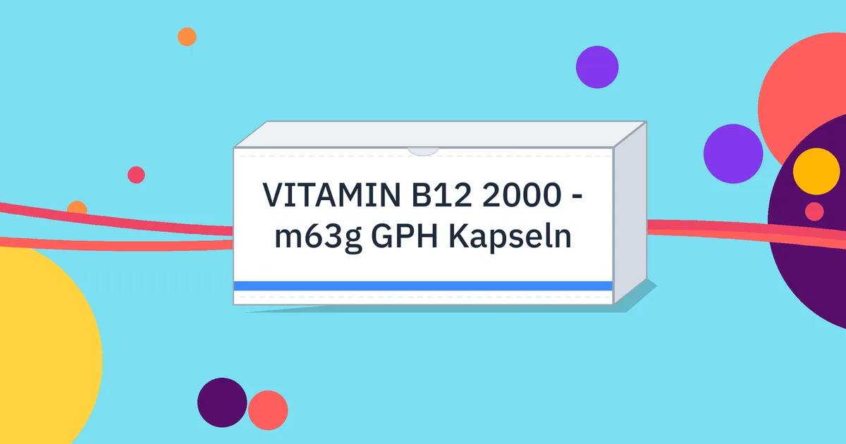 Symbolbild: Packung mit der Aufschrift VITAMIN B12 2000 -m63g GPH Kapseln (PZN 17823059) – Verfügbarkeit und Bezug in Apotheken in Frankfurt am Main