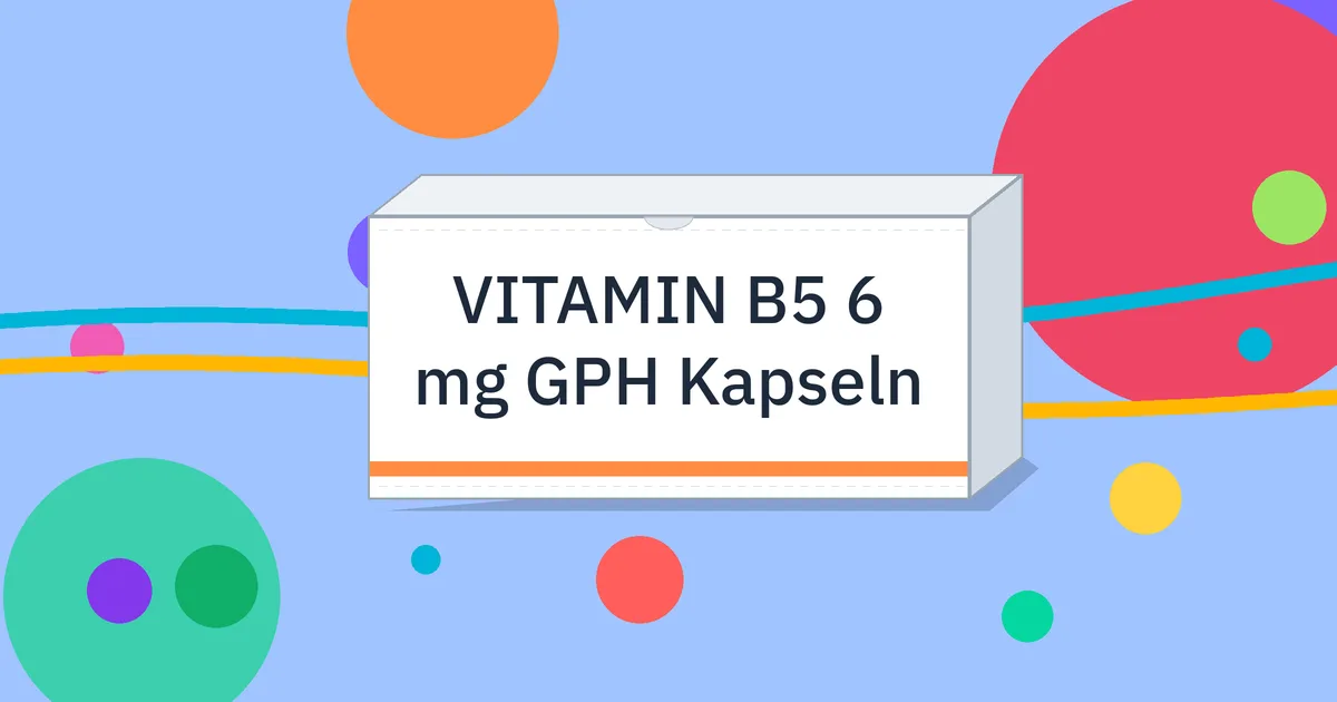 Symbolbild: Packung mit der Aufschrift VITAMIN B5 6 mg GPH Kapseln (PZN 09323325) – Verfügbarkeit und Bezug in Apotheken in Frankfurt am Main