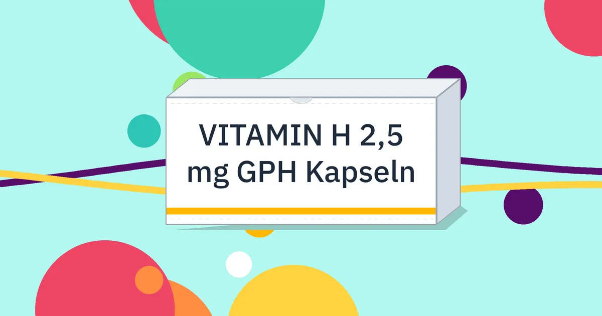 Symbolbild: Packung mit der Aufschrift VITAMIN H 2,5 mg GPH Kapseln (PZN 09786887) – Verfügbarkeit und Bezug in Apotheken in Frankfurt am Main