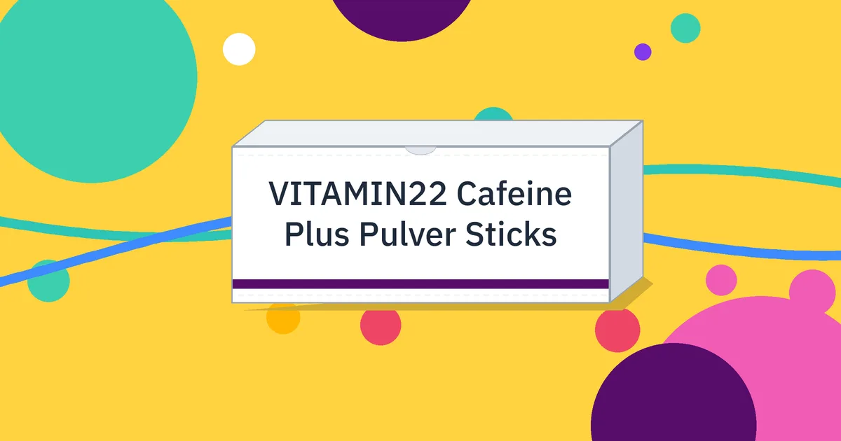 Symbolbild: Packung mit der Aufschrift VITAMIN22 Cafeine Plus Pulver Sticks (PZN 15387973) – Verfügbarkeit und Bezug in Apotheken in Frankfurt am Main