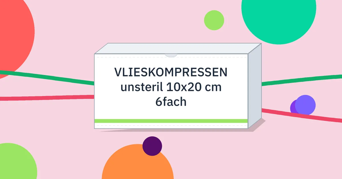 Symbolbild: Packung mit der Aufschrift VLIESKOMPRESSEN unsteril 10x20 cm 6fach (PZN 01280119) – Verfügbarkeit und Bezug in Apotheken in Frankfurt am Main
