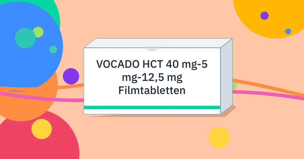 Symbolbild: Packung mit der Aufschrift VOCADO HCT 40 mg-5 mg-12,5 mg Filmtabletten (PZN 07381838) – Verfügbarkeit und Bezug in Apotheken in Frankfurt am Main