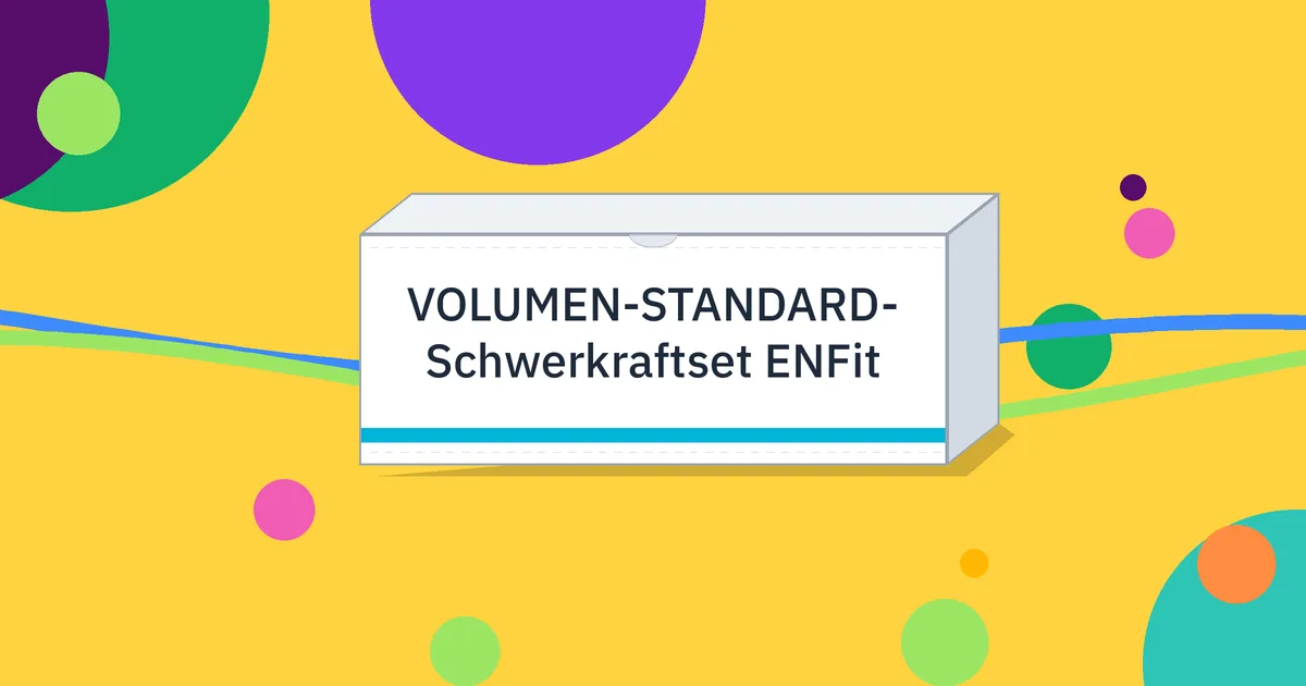 Symbolbild: Packung mit der Aufschrift VOLUMEN-STANDARD-Schwerkraftset ENFit (PZN 14174815) – Verfügbarkeit und Bezug in Apotheken in Frankfurt am Main