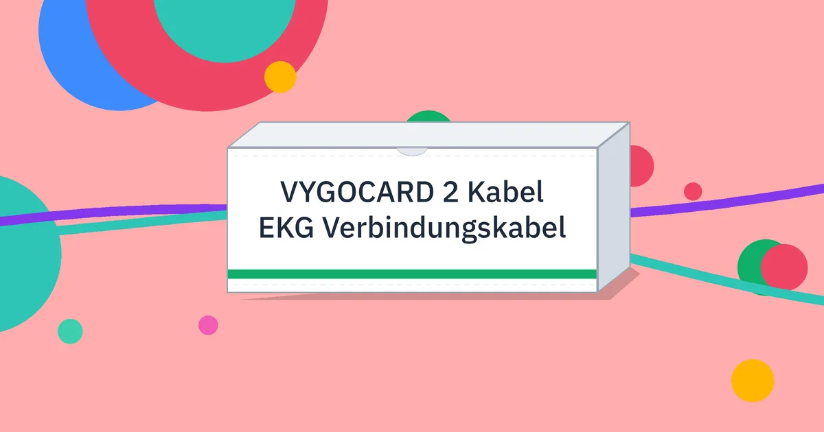 Symbolbild: Packung mit der Aufschrift VYGOCARD 2 Kabel EKG Verbindungskabel (PZN 09446996) – Verfügbarkeit und Bezug in Apotheken in Frankfurt am Main