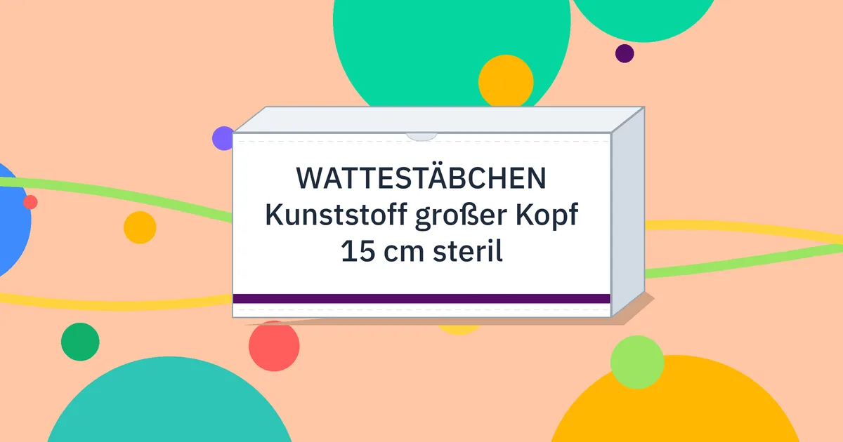 Symbolbild: Packung mit der Aufschrift WATTESTÄBCHEN Kunststoff großer Kopf 15 cm steril (PZN 05018447) – Verfügbarkeit und Bezug in Apotheken in Frankfurt am Main