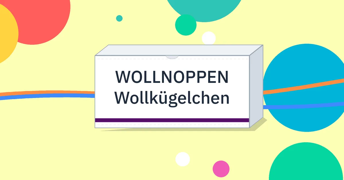 Symbolbild: Packung mit der Aufschrift WOLLNOPPEN Wollkügelchen (PZN 16238755) – Verfügbarkeit und Bezug in Apotheken in Frankfurt am Main