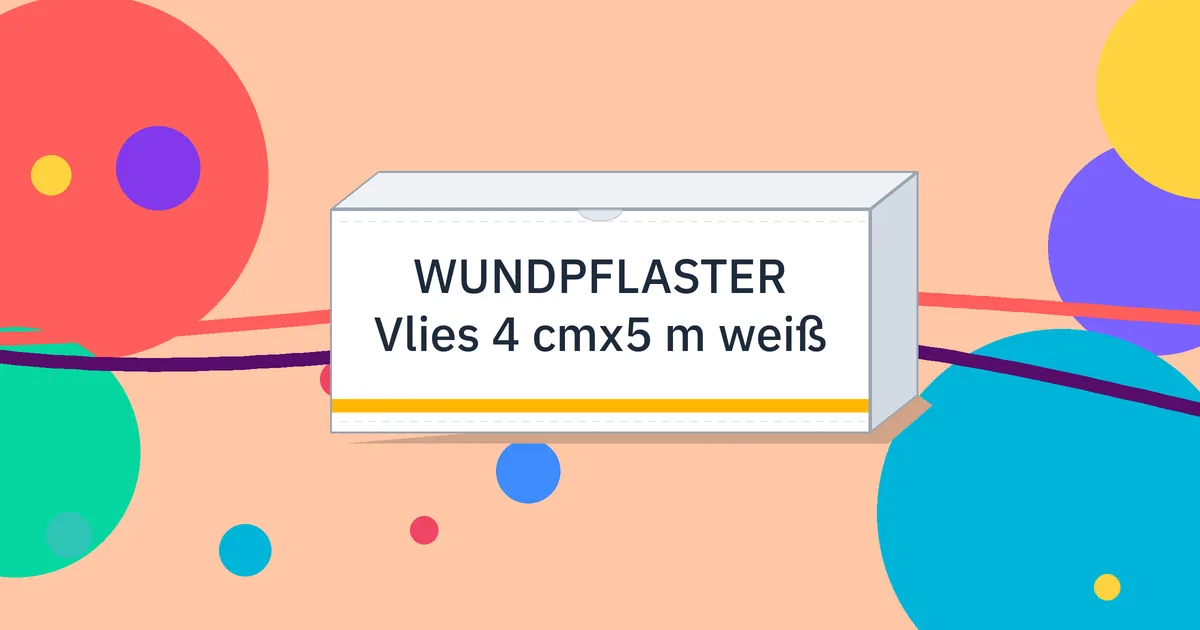 Symbolbild: Packung mit der Aufschrift WUNDPFLASTER Vlies 4 cmx5 m weiß (PZN 04793635) – Verfügbarkeit und Bezug in Apotheken in Frankfurt am Main
