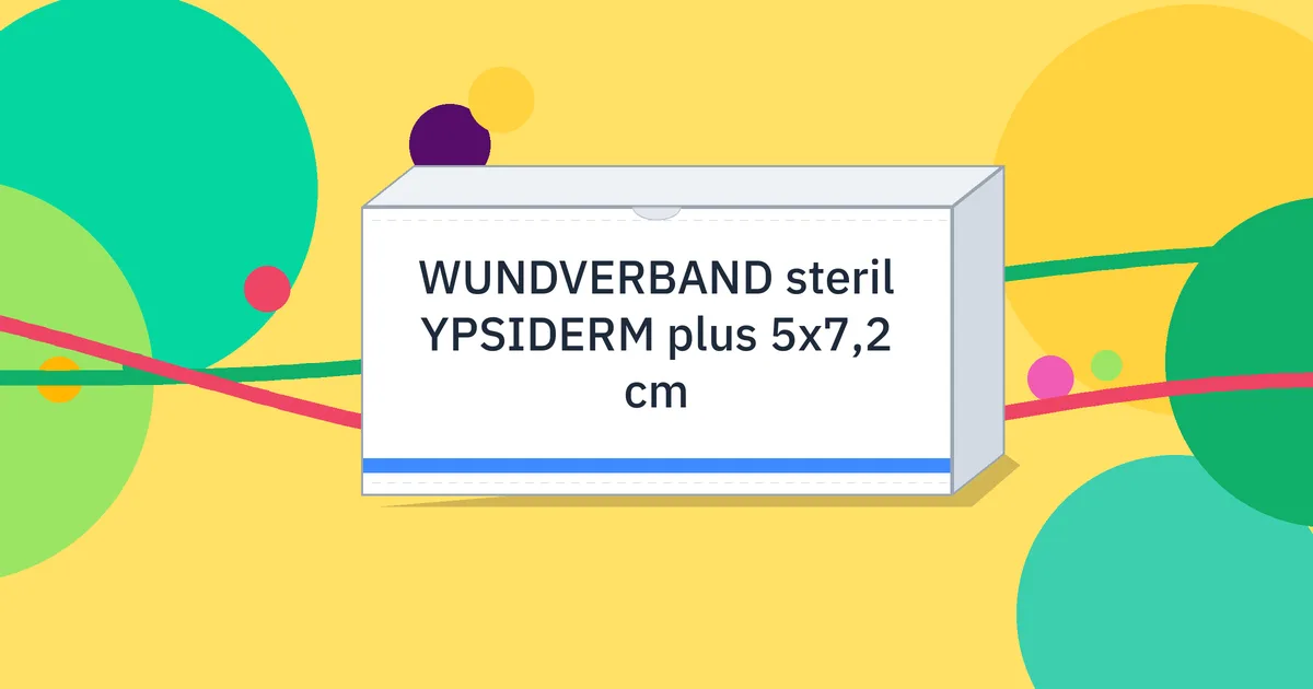 Symbolbild: Packung mit der Aufschrift WUNDVERBAND steril YPSIDERM plus 5x7,2 cm (PZN 02403417) – Verfügbarkeit und Bezug in Apotheken in Frankfurt am Main