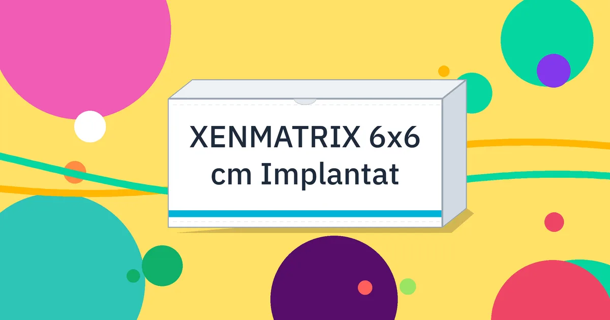 Symbolbild: Packung mit der Aufschrift XENMATRIX 6x6 cm Implantat (PZN 11173703) – Verfügbarkeit und Bezug in Apotheken in Frankfurt am Main