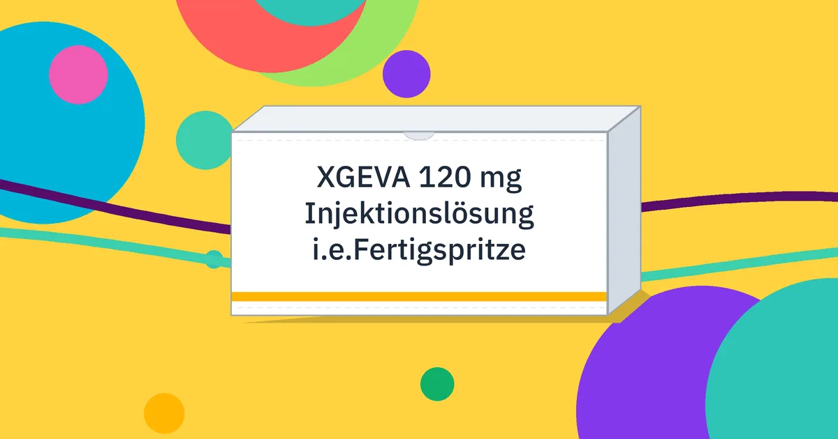 Symbolbild: Packung mit der Aufschrift XGEVA 120 mg Injektionslösung i.e.Fertigspritze (PZN 19724396) – Verfügbarkeit und Bezug in Apotheken in Frankfurt am Main