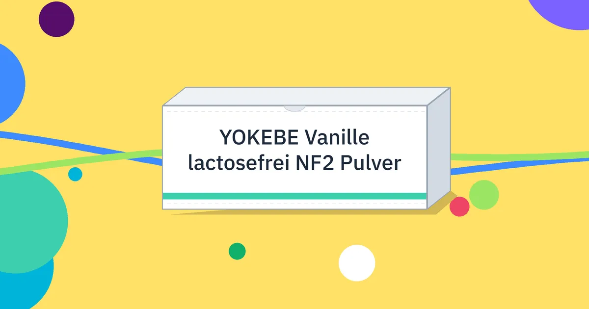 Symbolbild: Packung mit der Aufschrift YOKEBE Vanille lactosefrei NF2 Pulver (PZN 19213566) – Verfügbarkeit und Bezug in Apotheken in Frankfurt am Main