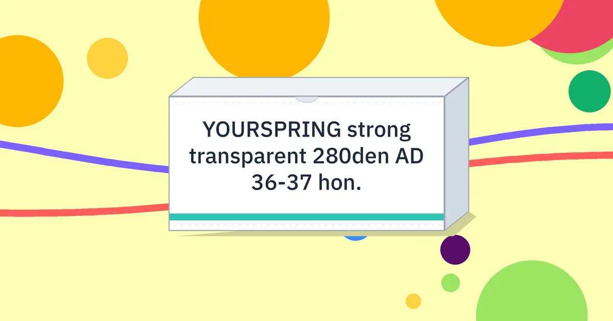 Symbolbild: Packung mit der Aufschrift YOURSPRING strong transparent 280den AD 36-37 hon. (PZN 18058431) – Verfügbarkeit und Bezug in Apotheken in Frankfurt am Main