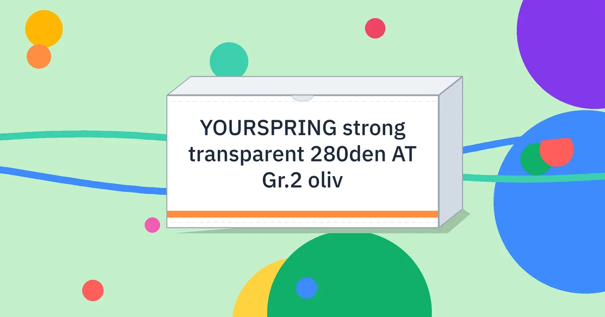 Symbolbild: Packung mit der Aufschrift YOURSPRING strong transparent 280den AT Gr.2 oliv (PZN 18058313) – Verfügbarkeit und Bezug in Apotheken in Frankfurt am Main