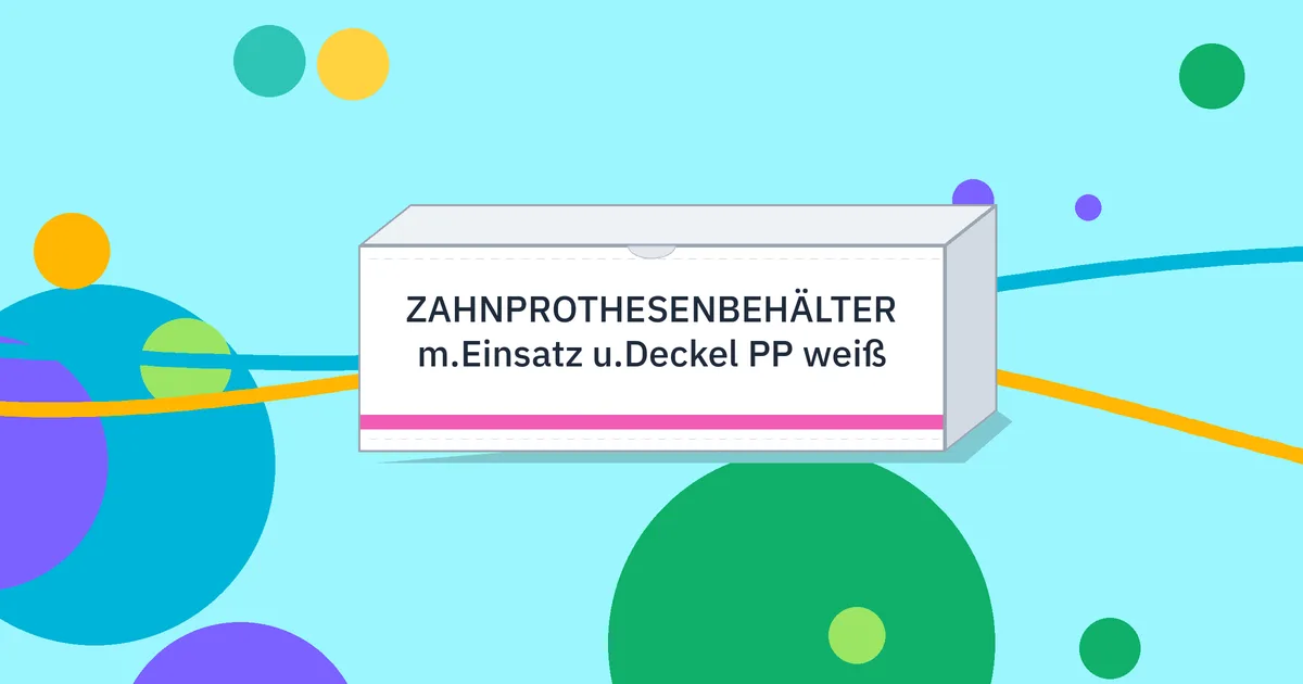 Symbolbild: Packung mit der Aufschrift ZAHNPROTHESENBEHÄLTER m.Einsatz u.Deckel PP weiß (PZN 10545137) – Verfügbarkeit und Bezug in Apotheken in Frankfurt am Main