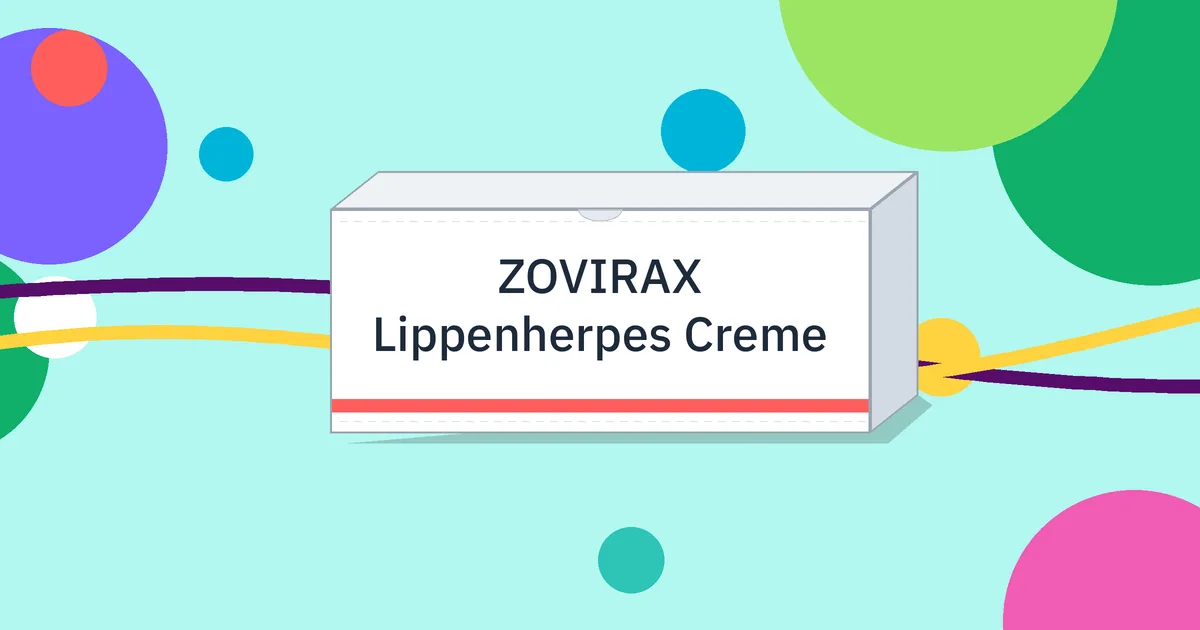 Symbolbild: Packung mit der Aufschrift ZOVIRAX Lippenherpes Creme (PZN 02799289) – Verfügbarkeit und Bezug in Apotheken in Frankfurt am Main