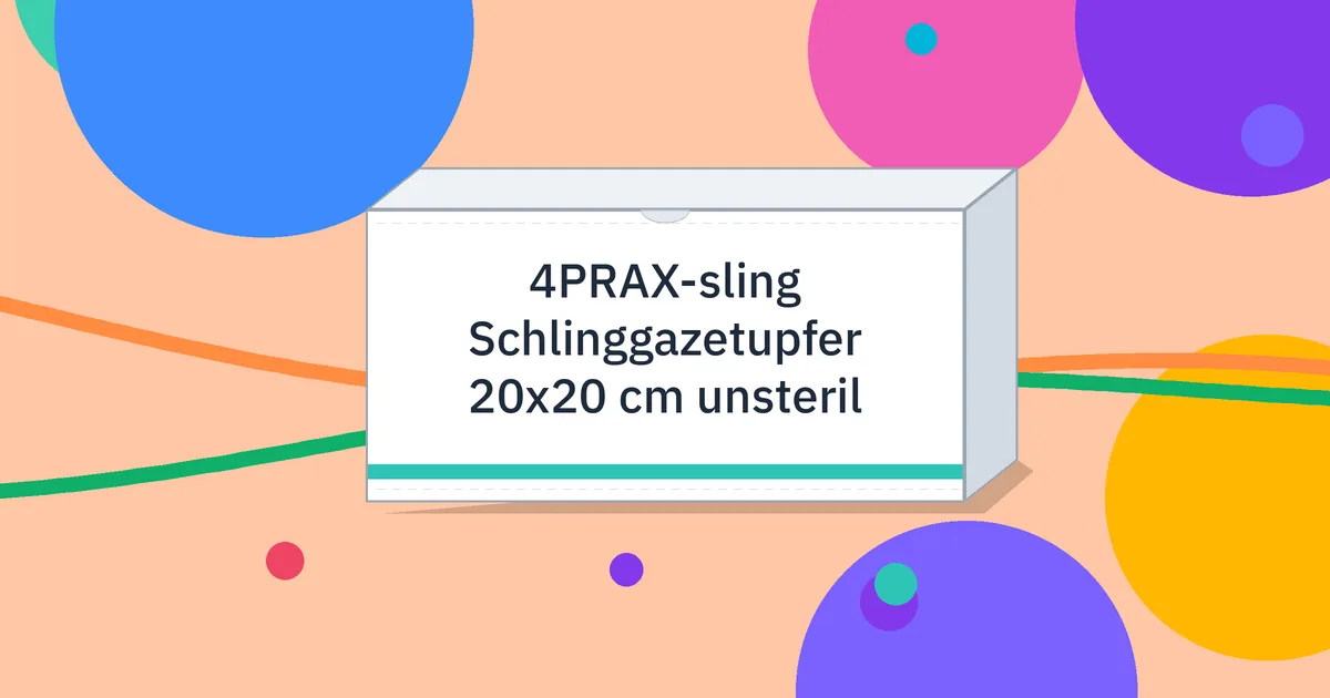 Symbolbild: Packung mit der Aufschrift 4PRAX-sling Schlinggazetupfer 20x20 cm unsteril (PZN 20229839) – Verfügbarkeit und Bezug in Apotheken in Frankfurt am Main