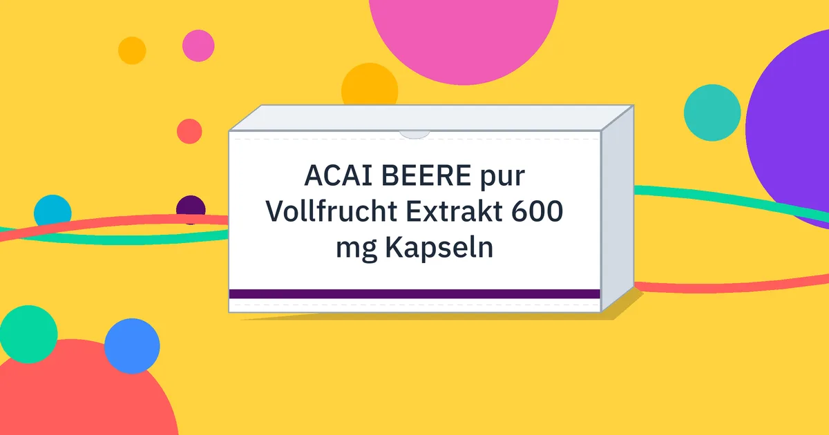 Symbolbild: Packung mit der Aufschrift ACAI BEERE pur Vollfrucht Extrakt 600 mg Kapseln (PZN 11008677) – Verfügbarkeit und Bezug in Apotheken in Frankfurt am Main