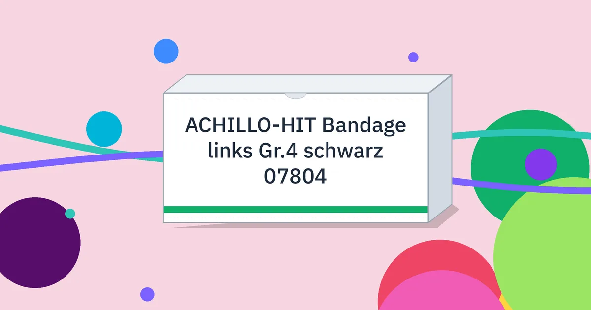 Symbolbild: Packung mit der Aufschrift ACHILLO-HIT Bandage links Gr.4 schwarz 07804 (PZN 02470046) – Verfügbarkeit und Bezug in Apotheken in Frankfurt am Main